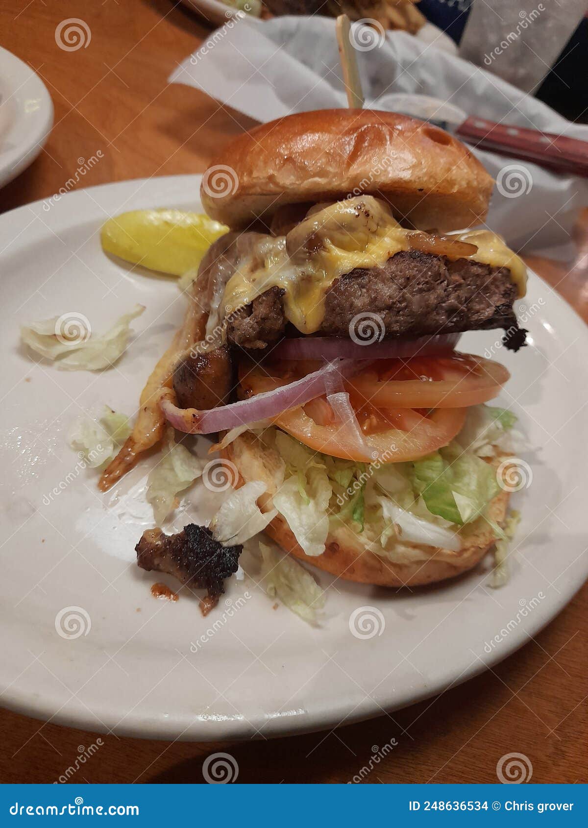 Yummy burger for dinner stock photo. Image of dish, salad - 248636534