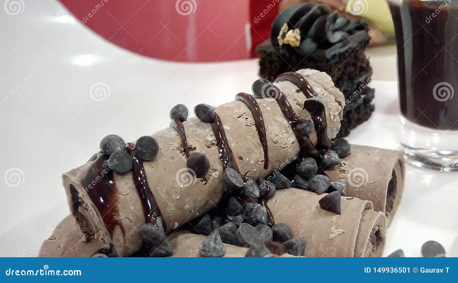 Yummy Choco Ice Cream with Chocochips Stock Image - Image of choco ...