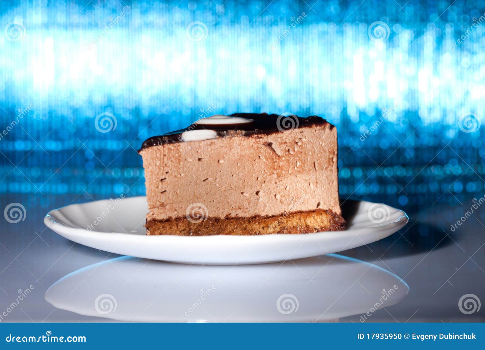 Yummy Chocolate Cake on Blue Background Stock Photo - Image of fancy ...