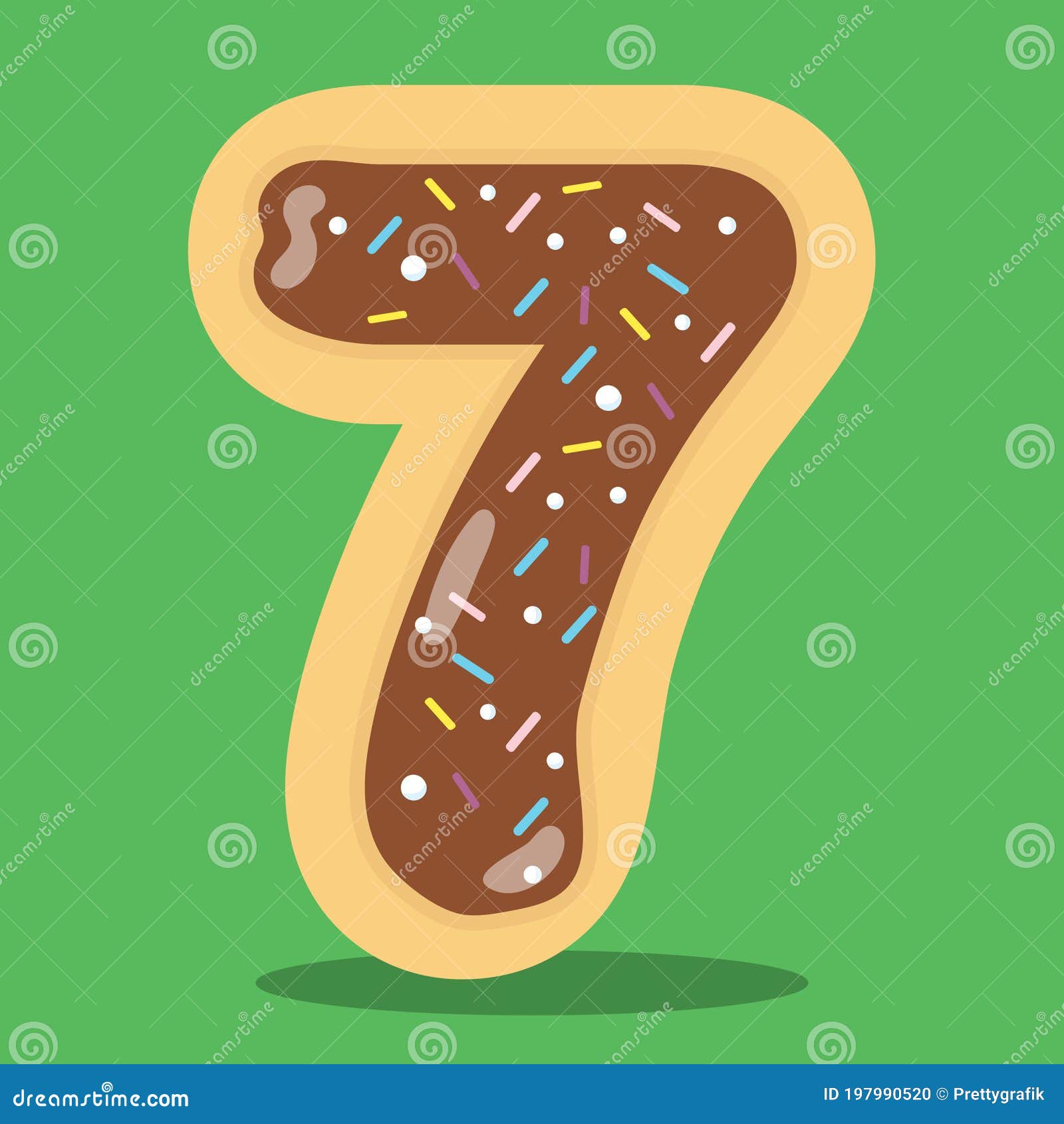 YUMMY CHOCOLATE DONUT NUMBERS 07 Stock Vector - Illustration of ...