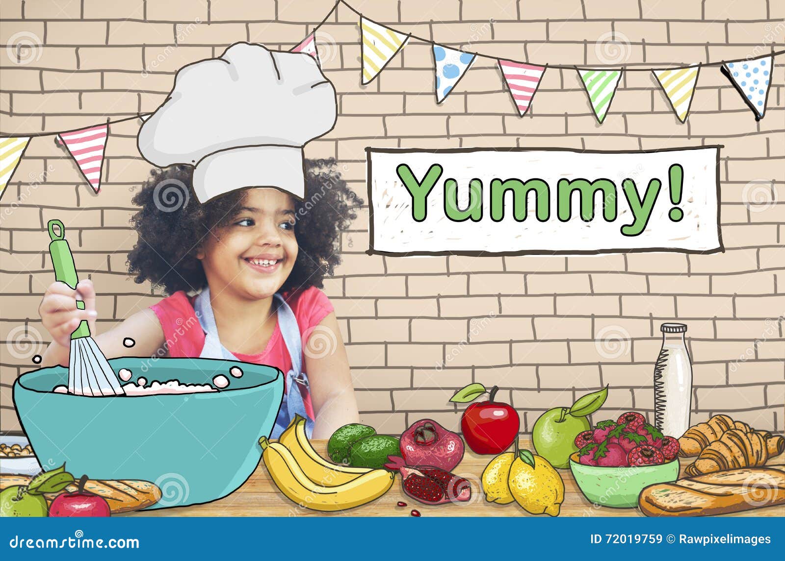 Yummy Delicious Cooking Little Kid Chef Concept Stock Illustration ...