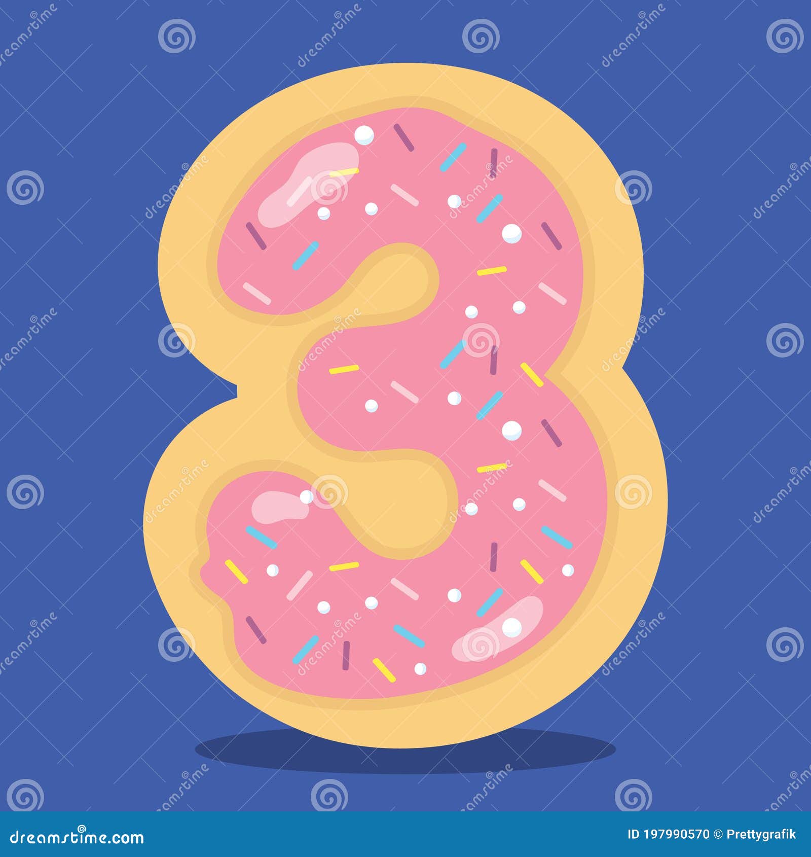 YUMMY DONUT NUMBER 03 stock vector. Illustration of donut - 197990570