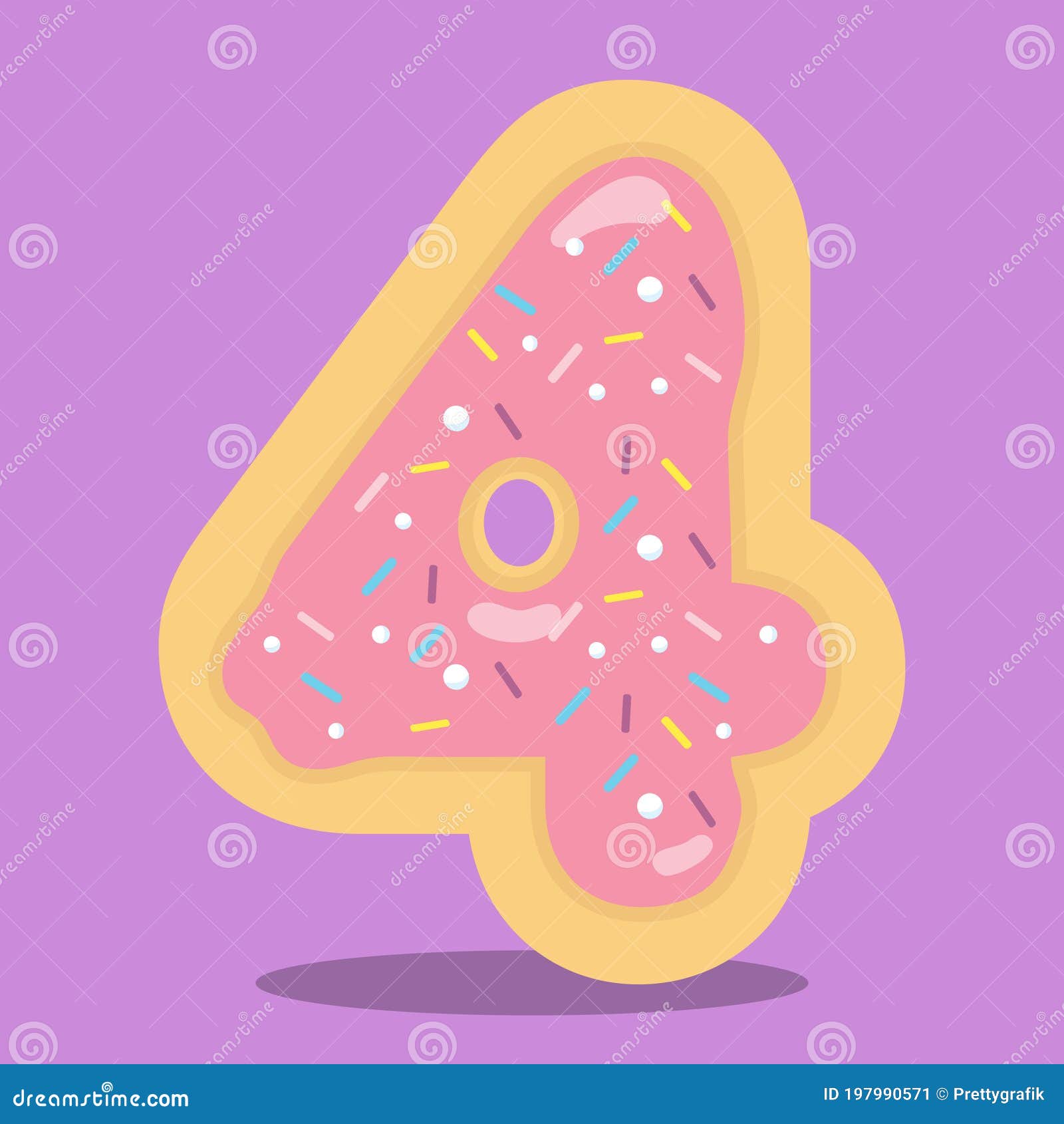 YUMMY DONUT NUMBER 04 stock vector. Illustration of donut - 197990571