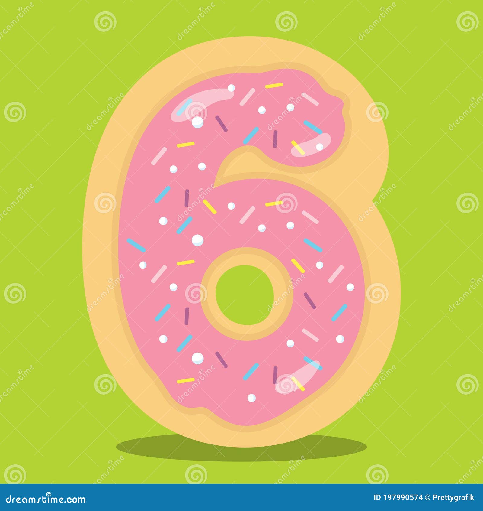 YUMMY DONUT NUMBER 06 stock vector. Illustration of yummy - 197990574