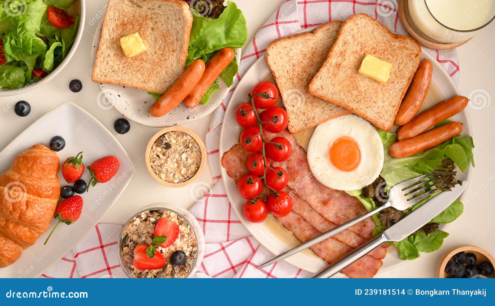 Yummy English Breakfast Set with Healthy Ingredient Stock Photo - Image ...