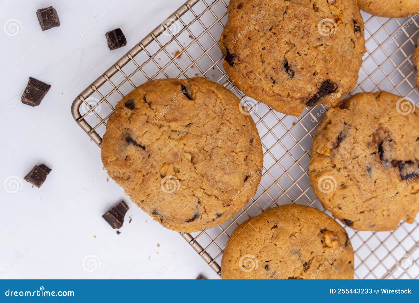 Freshly Chocolate Chip Cookies on the Desk Stock Image - Image of fresh ...