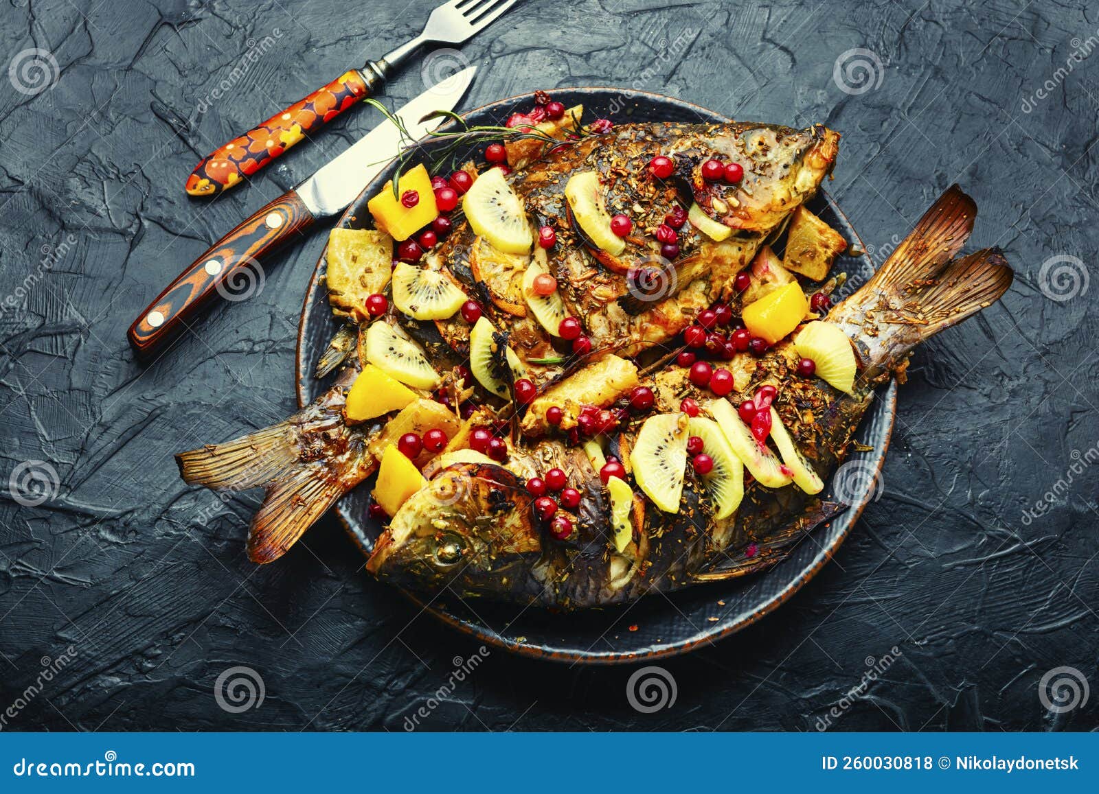 Fragrant roasted fish stock photo. Image of menu, nutrition - 260030818