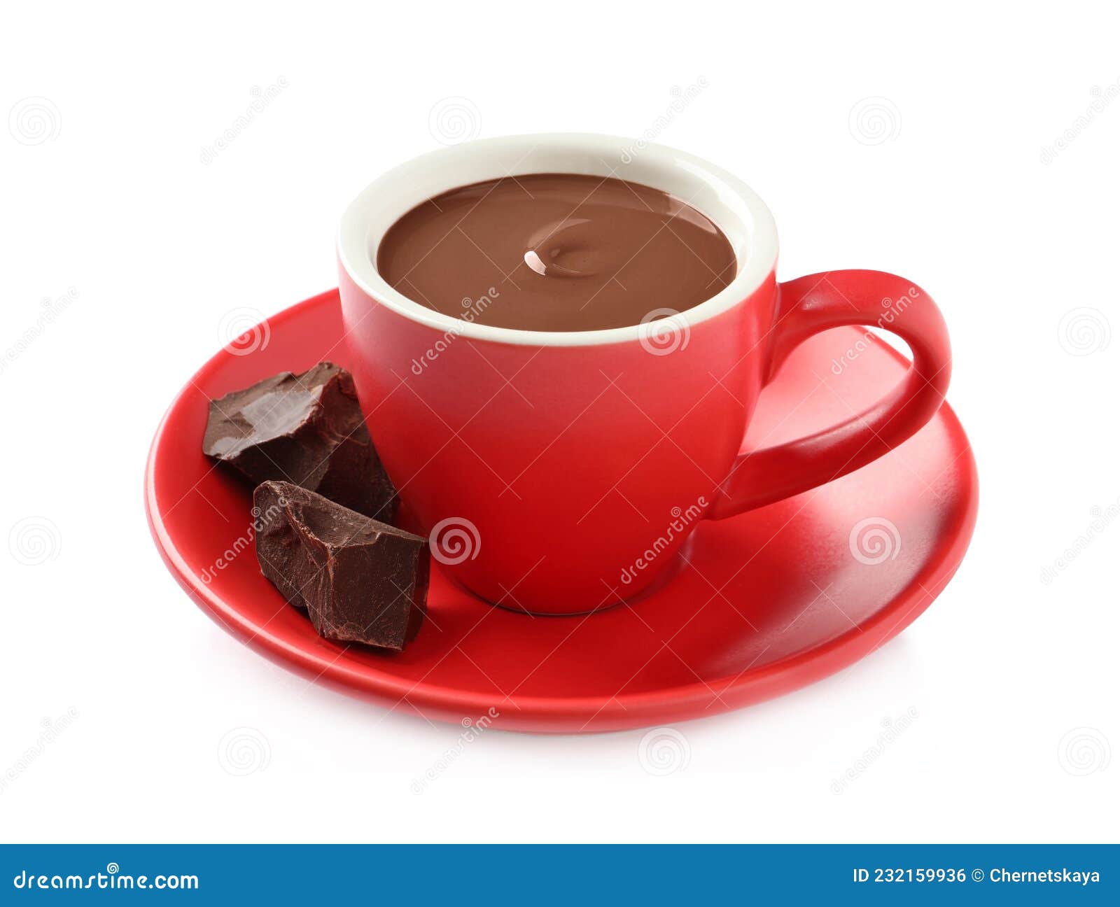Yummy Hot Chocolate in Cup Isolated on White Stock Photo - Image of ...