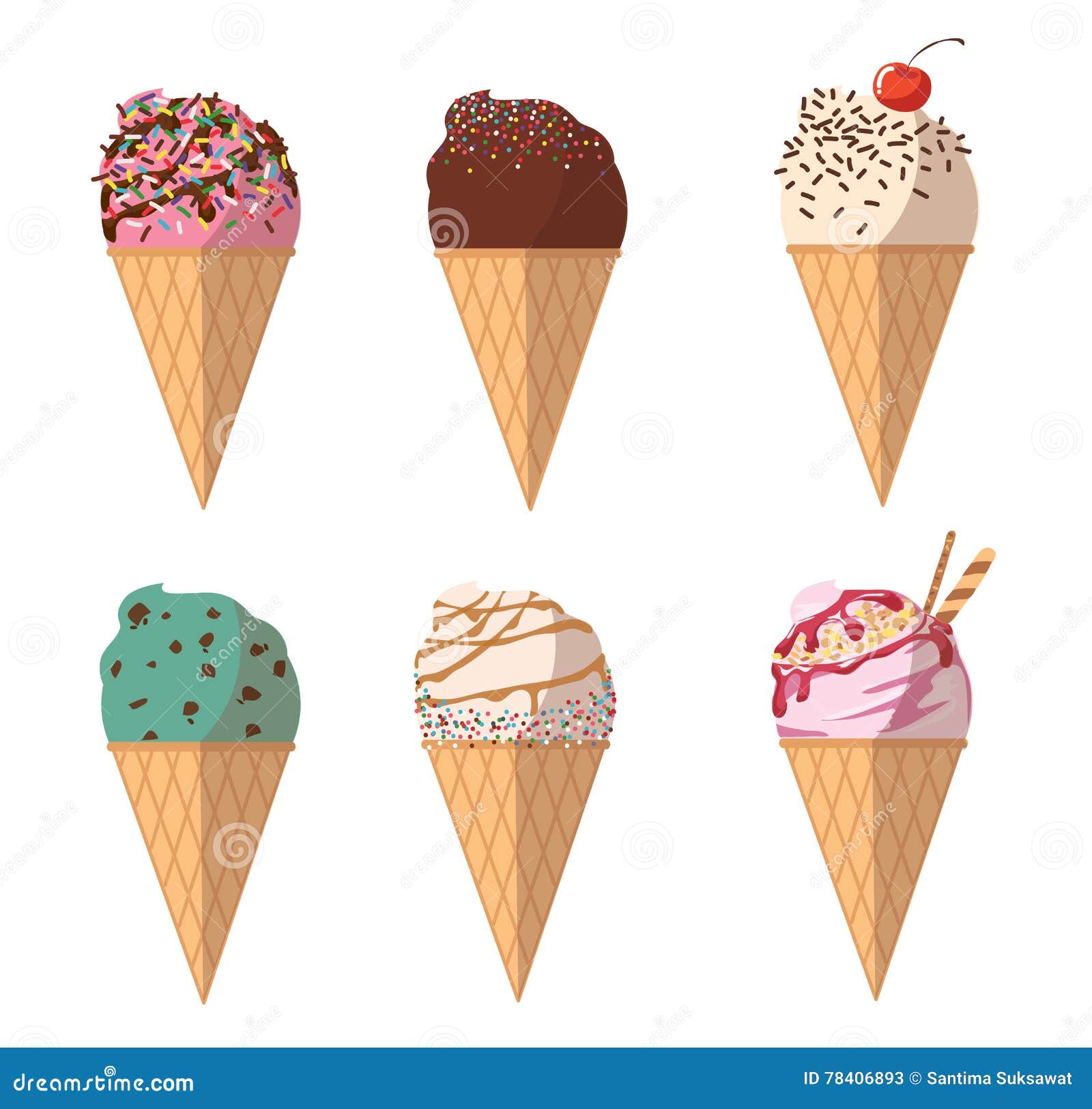 Yummy ice cream vector stock vector. Illustration of decorated - 78406893