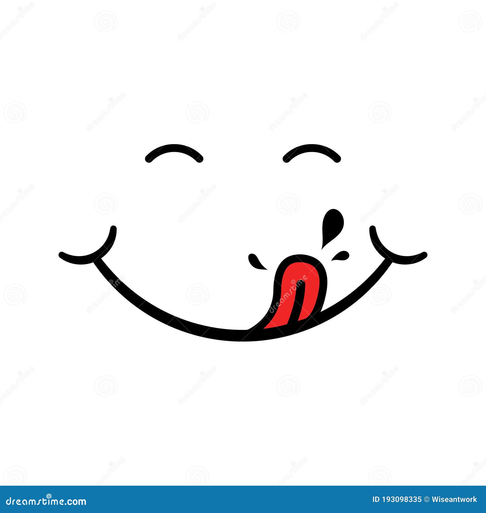 Yummy Icon Face After Tasty Food Logo Of Smile Hungry Mouth And Pleasure Funny Emoji After