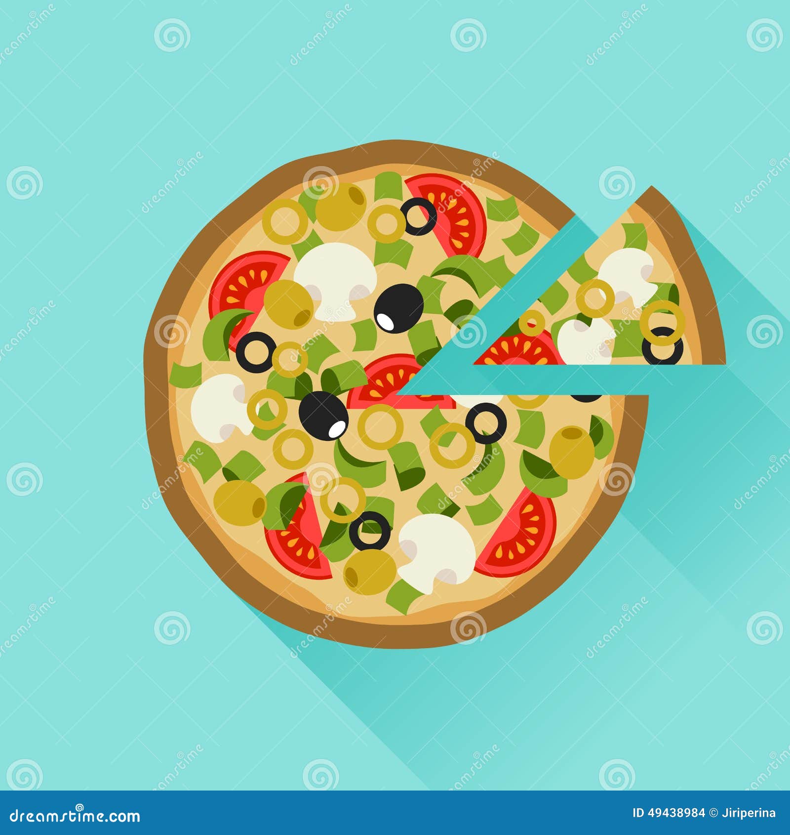 Yummy Pizza in Flat Design Style Stock Illustration - Illustration of ...