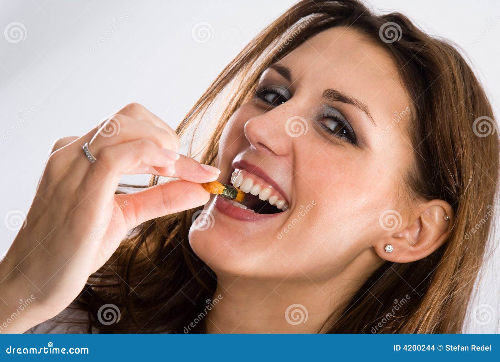 Yummy Snack stock photo. Image of mouth, laughing, snack - 4200244