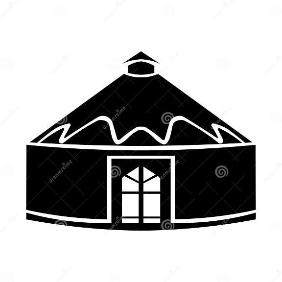 Yurt Black Vector Icon on White Background Stock Vector - Illustration ...