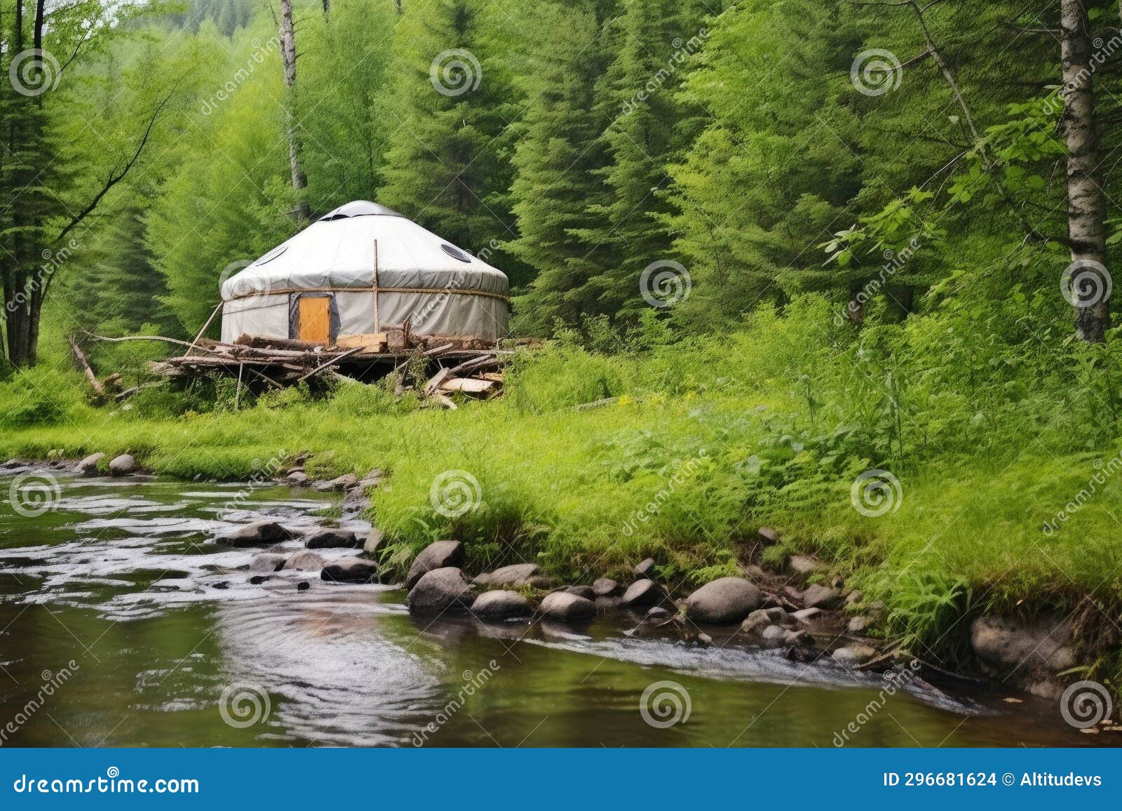 Yurt Near a Wild Salmon River Stock Photo - Image of lifestyle, river ...