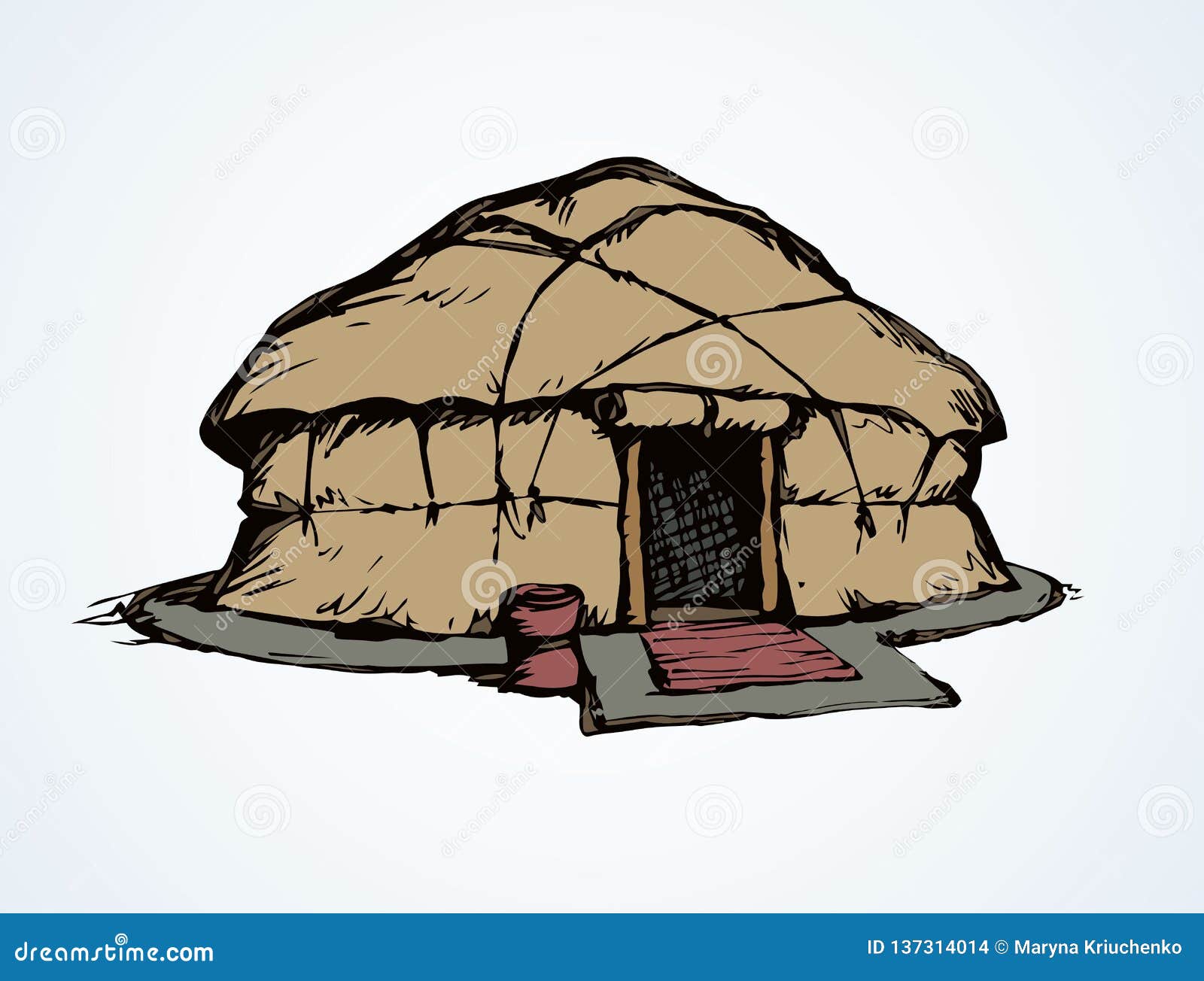 Yurt Vector tekening vector illustratie. Illustration of land - 137314014