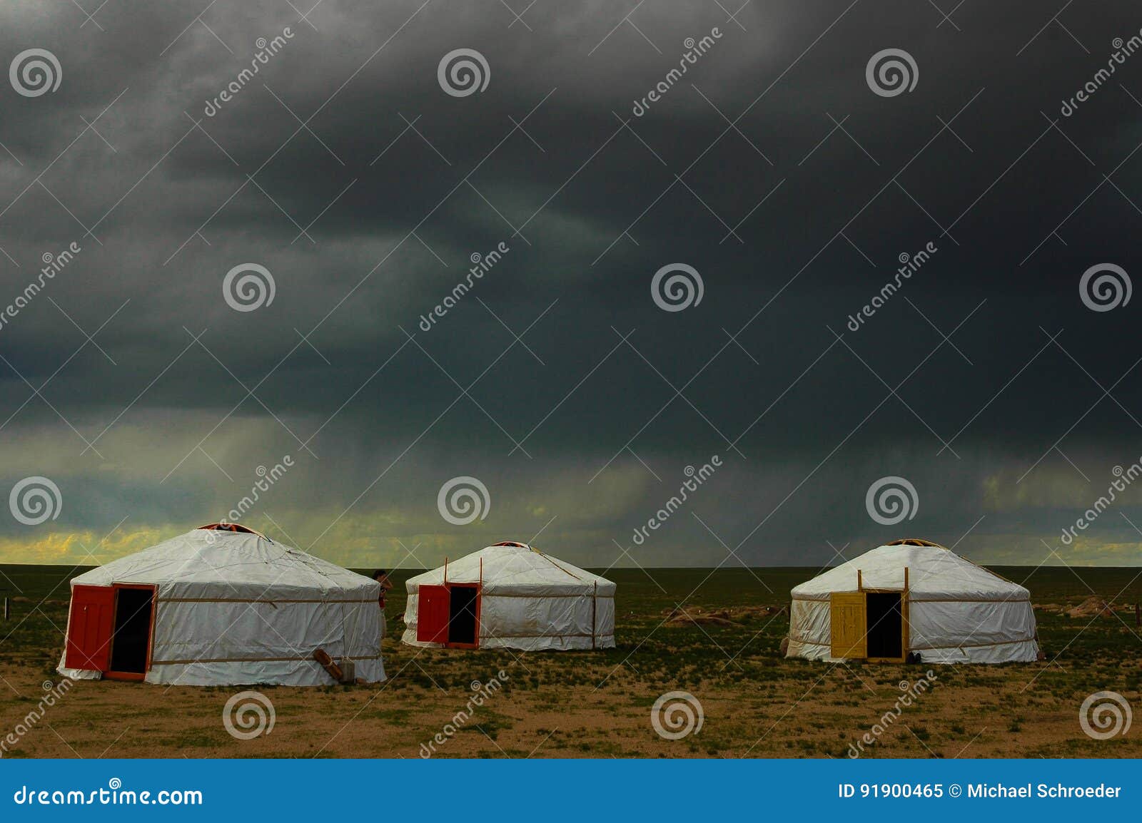 Yurts in the Mongolian Desert Stock Image - Image of life, survive ...