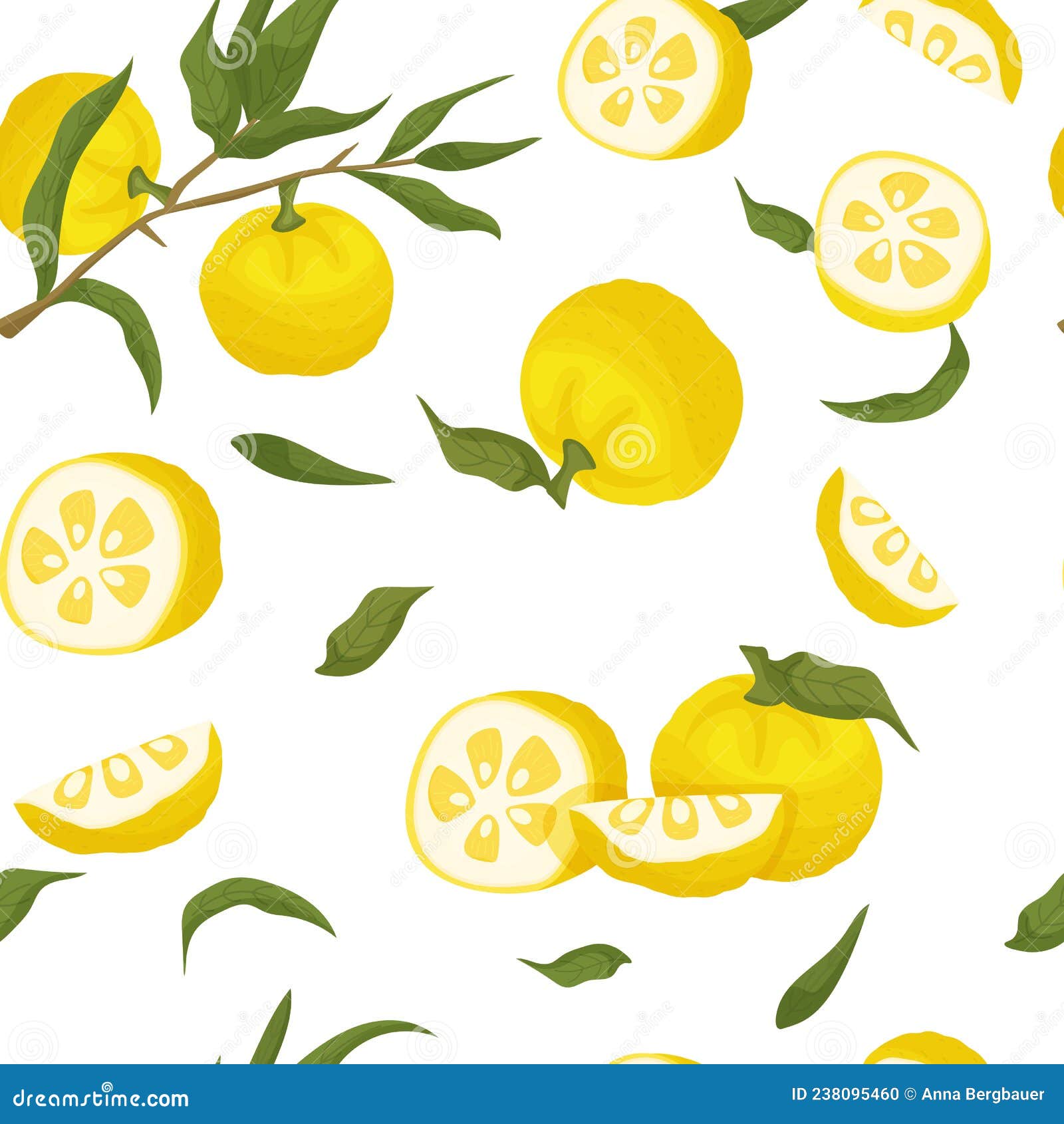 Yuzu Seamless Pattern. Citrus Junos Fabric Design Stock Vector ...