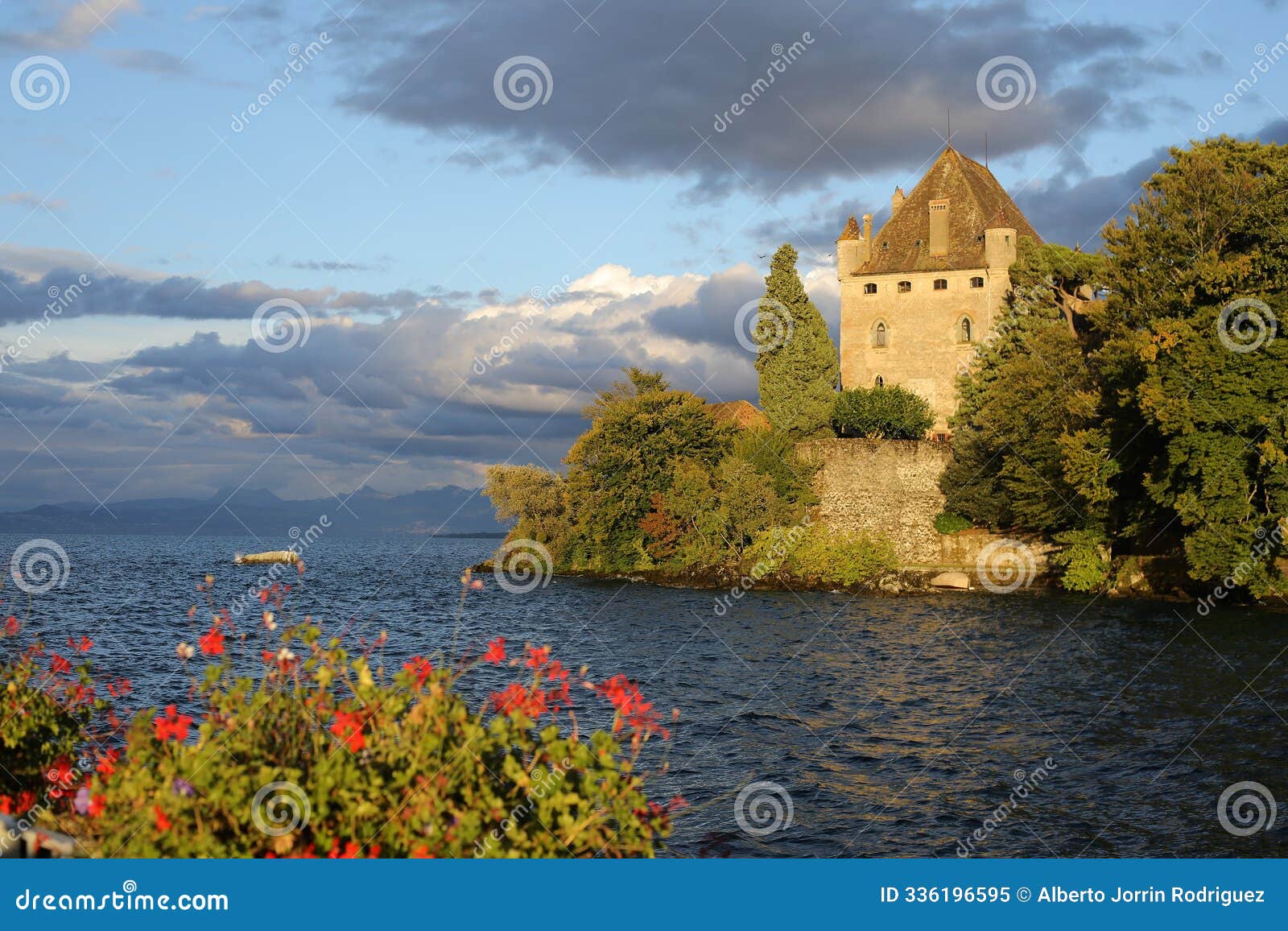 The Yvoire Castle in Front of the Lake Leman Stock Image - Image of ...