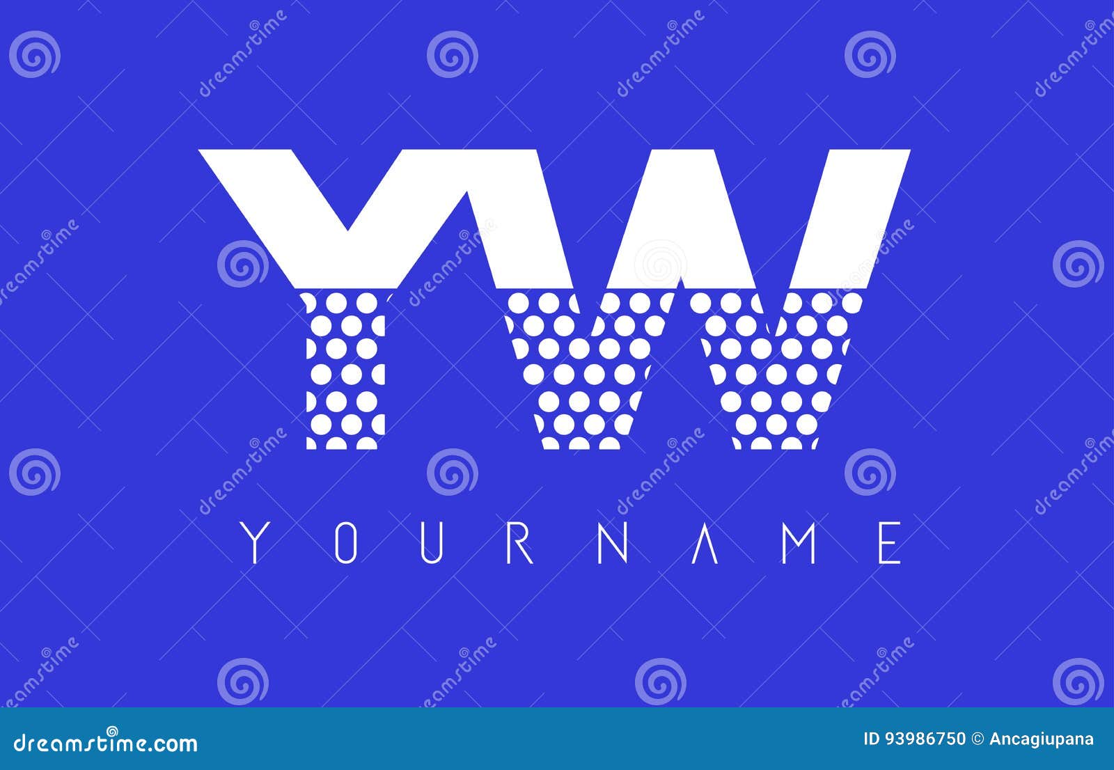 YW Y W Dotted Letter Logo Design with Blue Background. Stock Vector ...