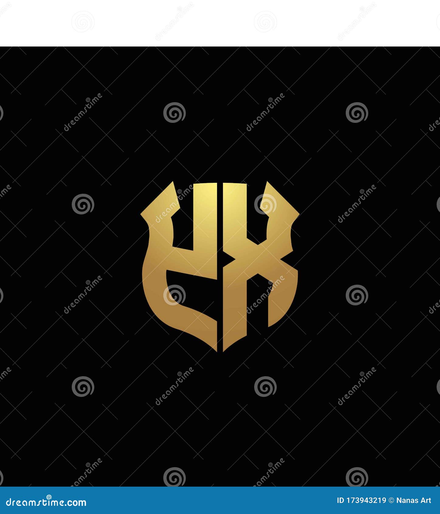 YX Logo Monogram with Gold Colors and Shield Shape Design Template ...