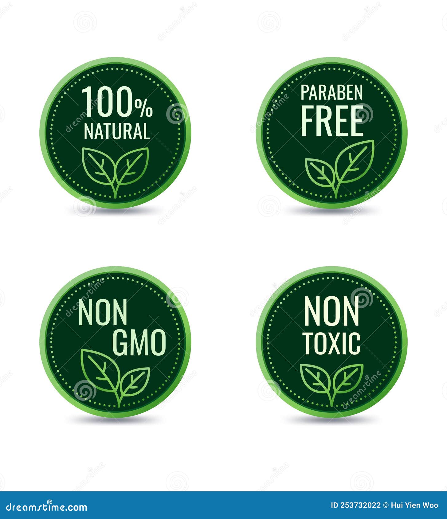 Green 100 Natural Paraben Free Label Badge. Nature Leaf Icon, Vector ...