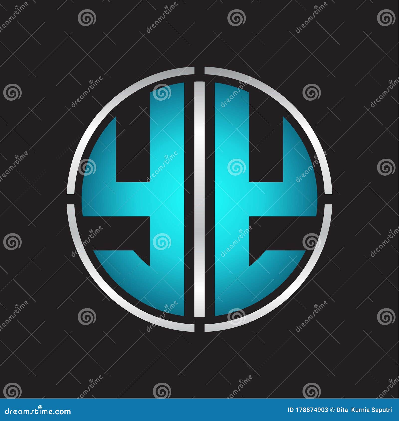 YY Logo Initial with Circle Line Cut Design Template on Blue Colors ...