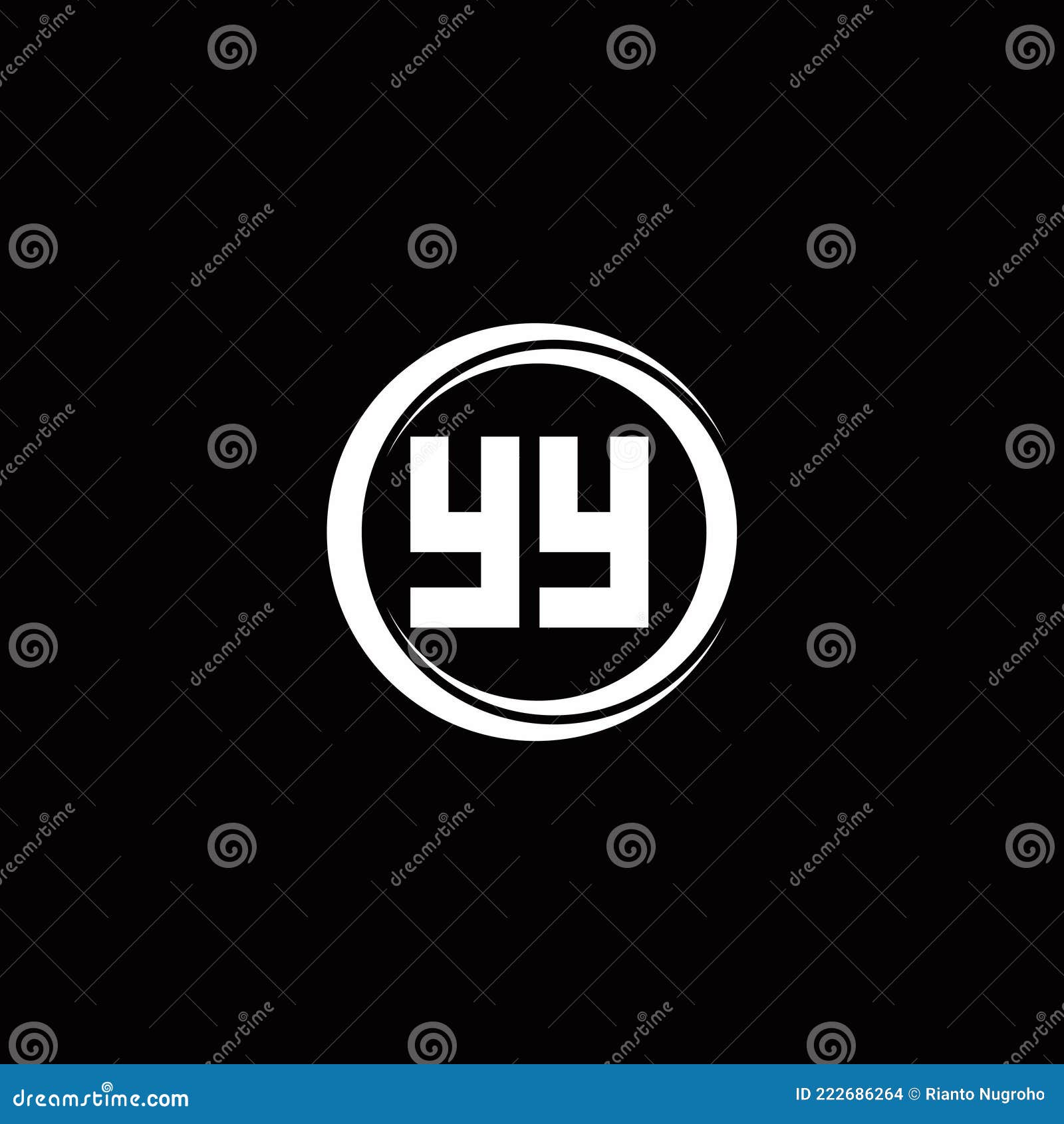 YY Logo Initial Letter Monogram with Circle Slice Rounded Design ...