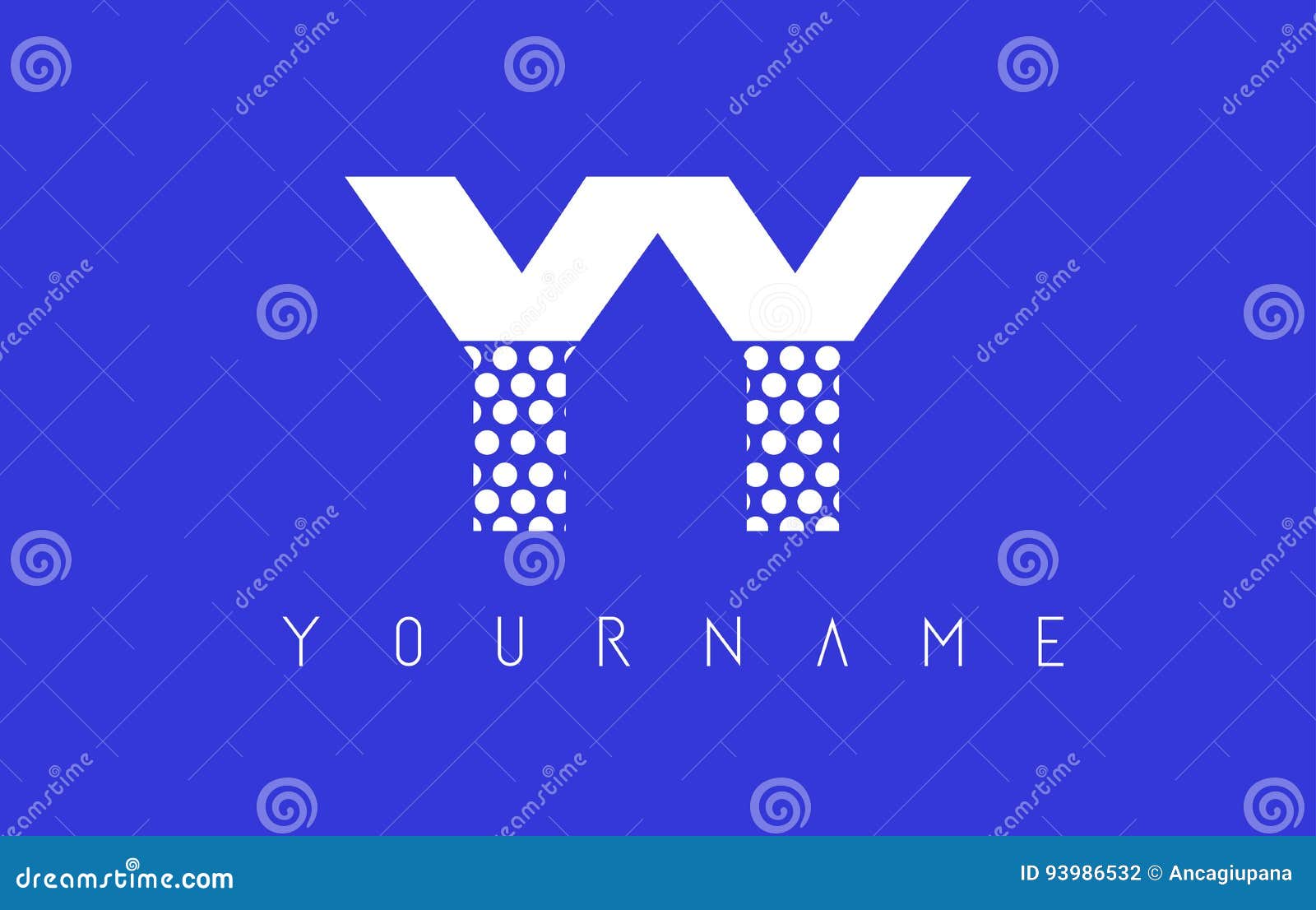 YY Y Dotted Letter Logo Design with Blue Background. Stock Vector ...