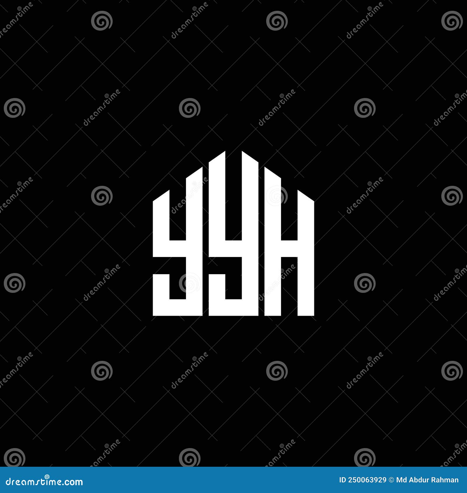 YYH Letter Logo Design on BLACK Background. YYH Creative Initials ...