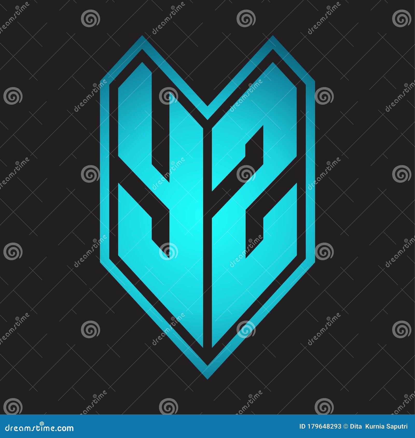 YZ Logo Monogram with Emblem Line Style Isolated on Blue Gradient ...