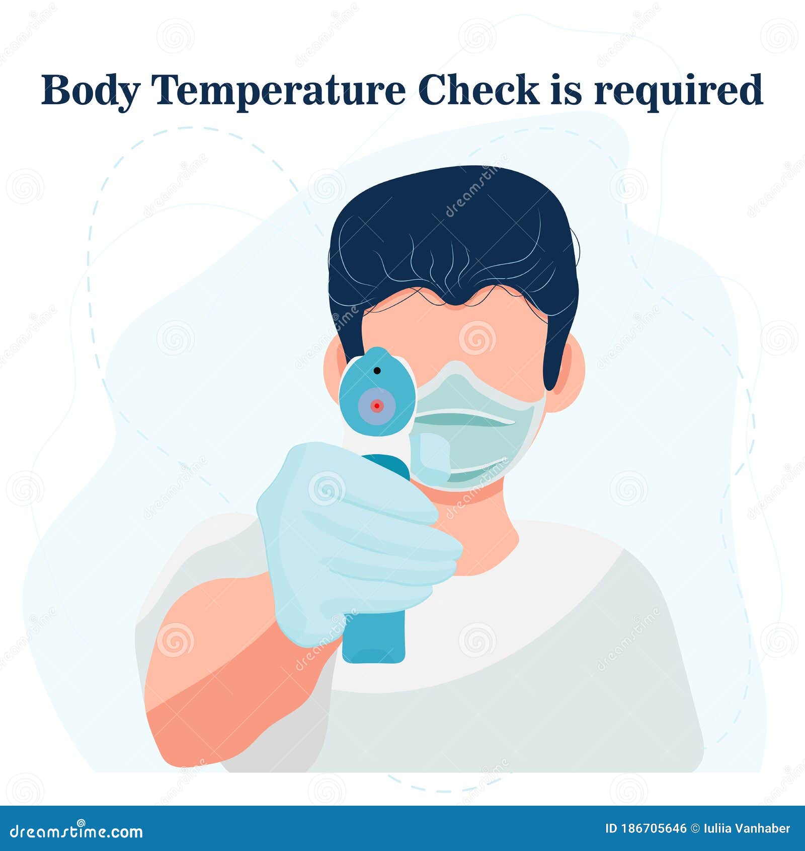 Check Body Temperature, Isolated on White Background in Cartoon Flat ...