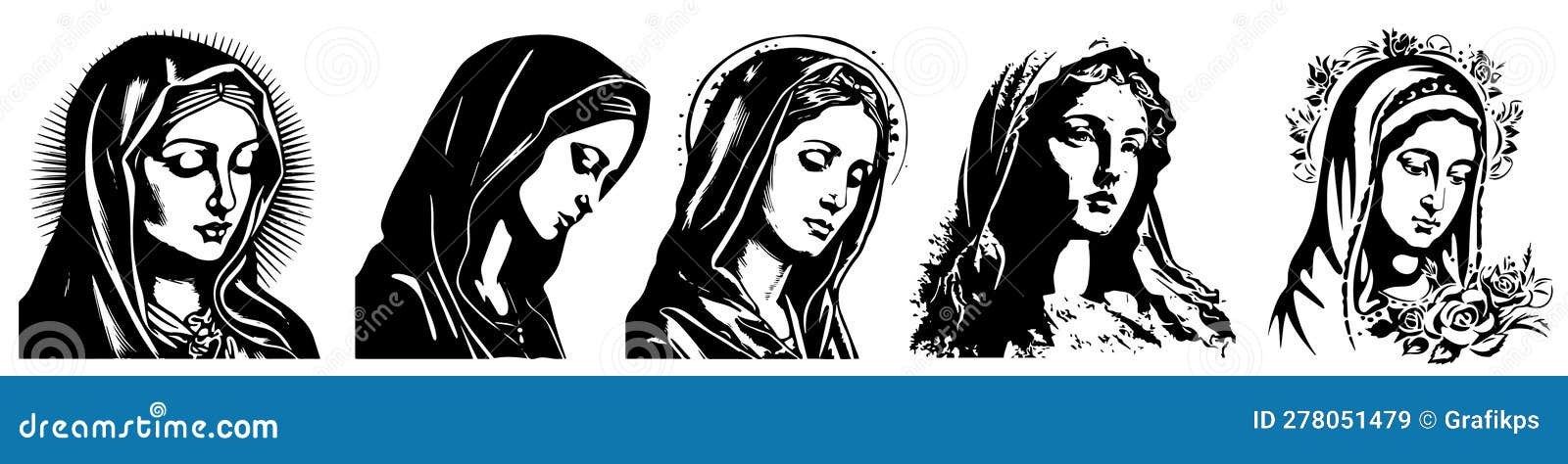 Our Lady Madonna, Virgin Mary Vector Illustration. Stock Vector ...