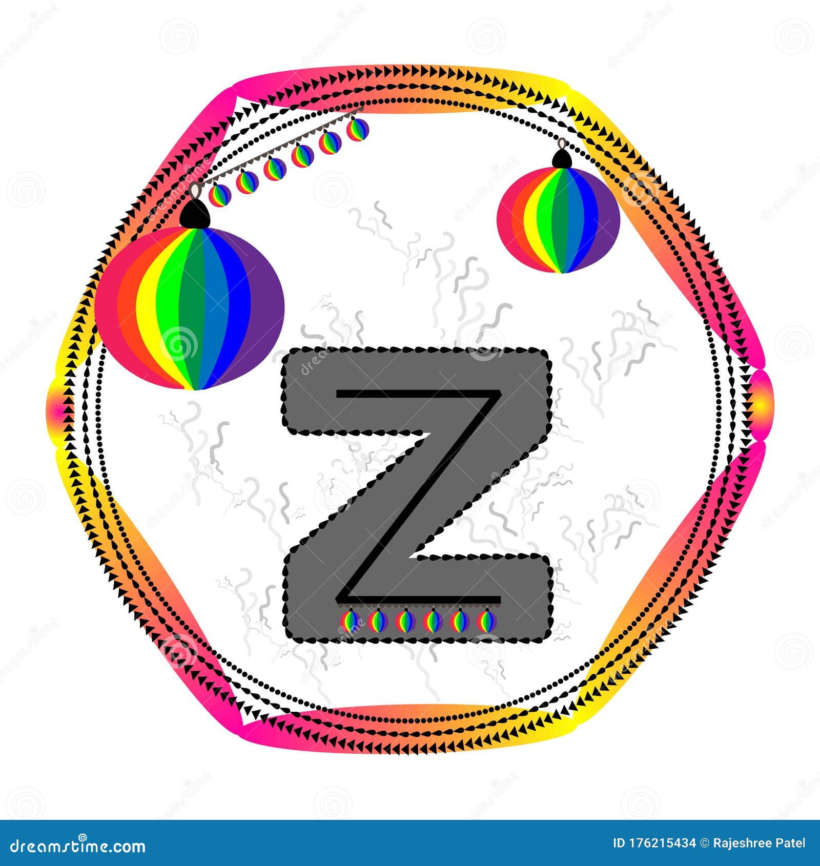 Alphabet Z. Letter Z Gradient Label. Rainbow Ball Sticker Frame Vector ...