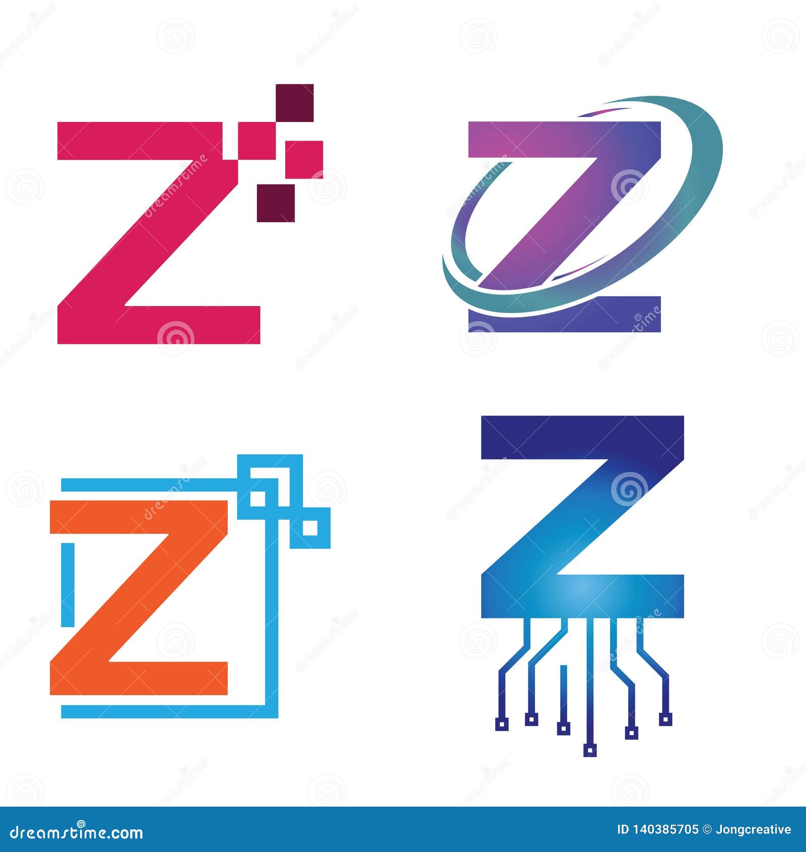 Z - Initial Letter Technology Logo Symbol Collection Stock Vector ...