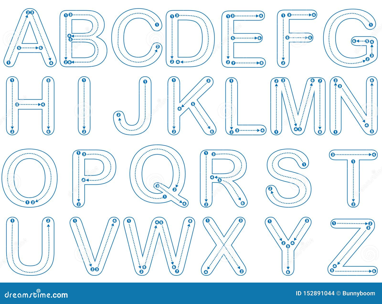 A-Z Rounded Uppercase Trace Alphabet Design For Learning Handwriting ...