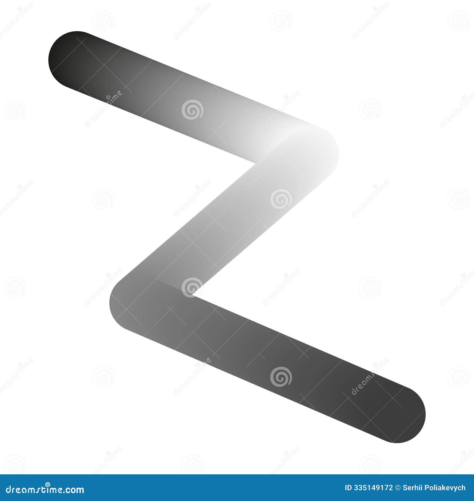 Z Shaped Gradient Vector. Monochrome Abstract Symbol. Smooth Rounded ...