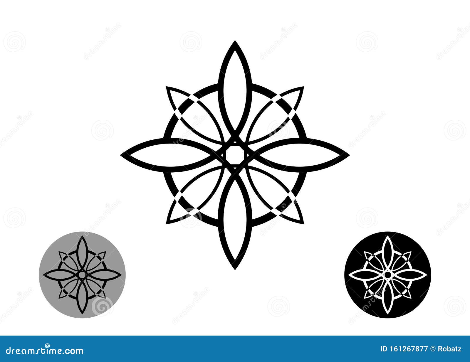 Celtic Like Style Linear Star With Circle Symbol. Linear Knot Logo, Red ...