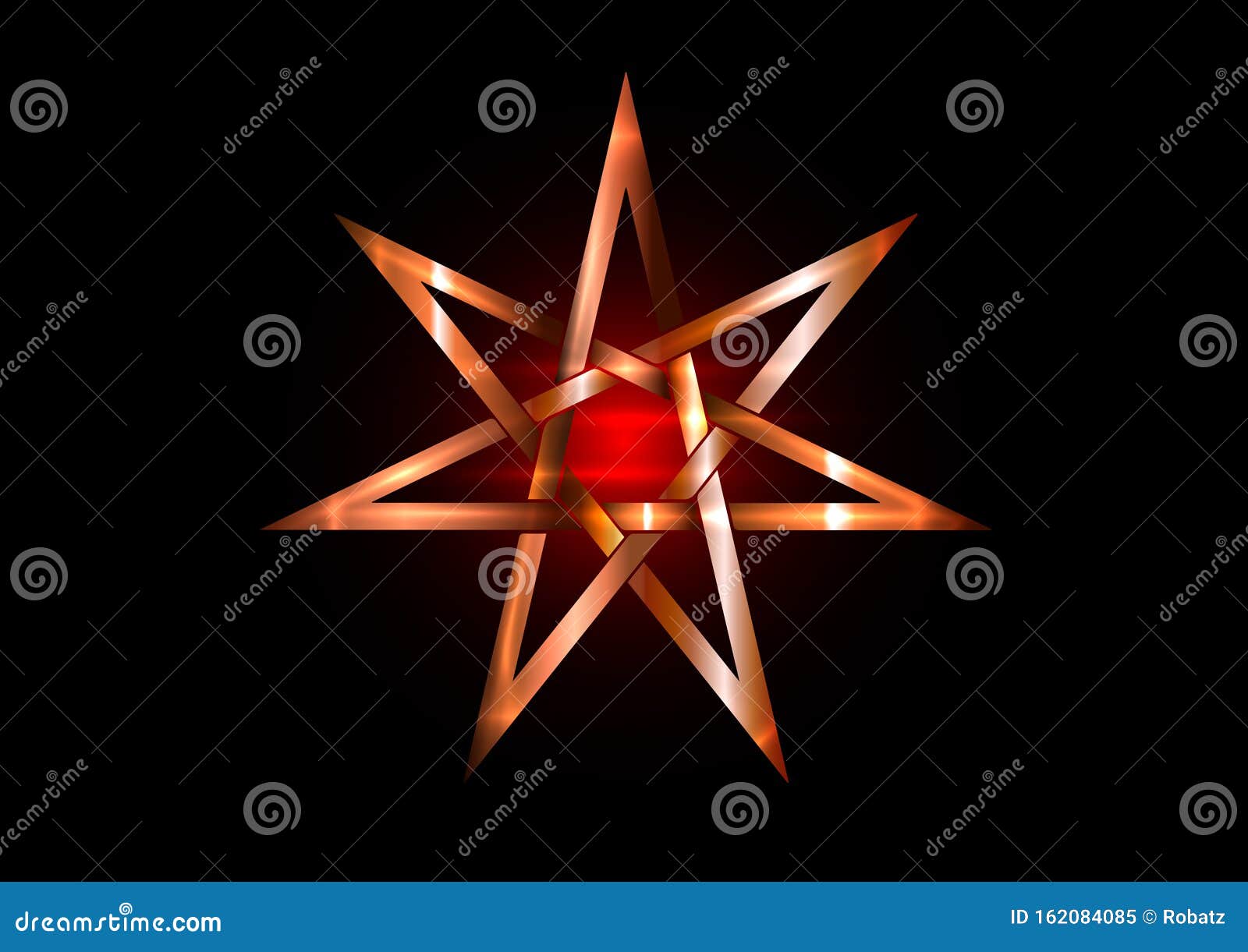 Seven Point Star Or Septagram, Known As Heptagram. Metal Bronze Elven ...