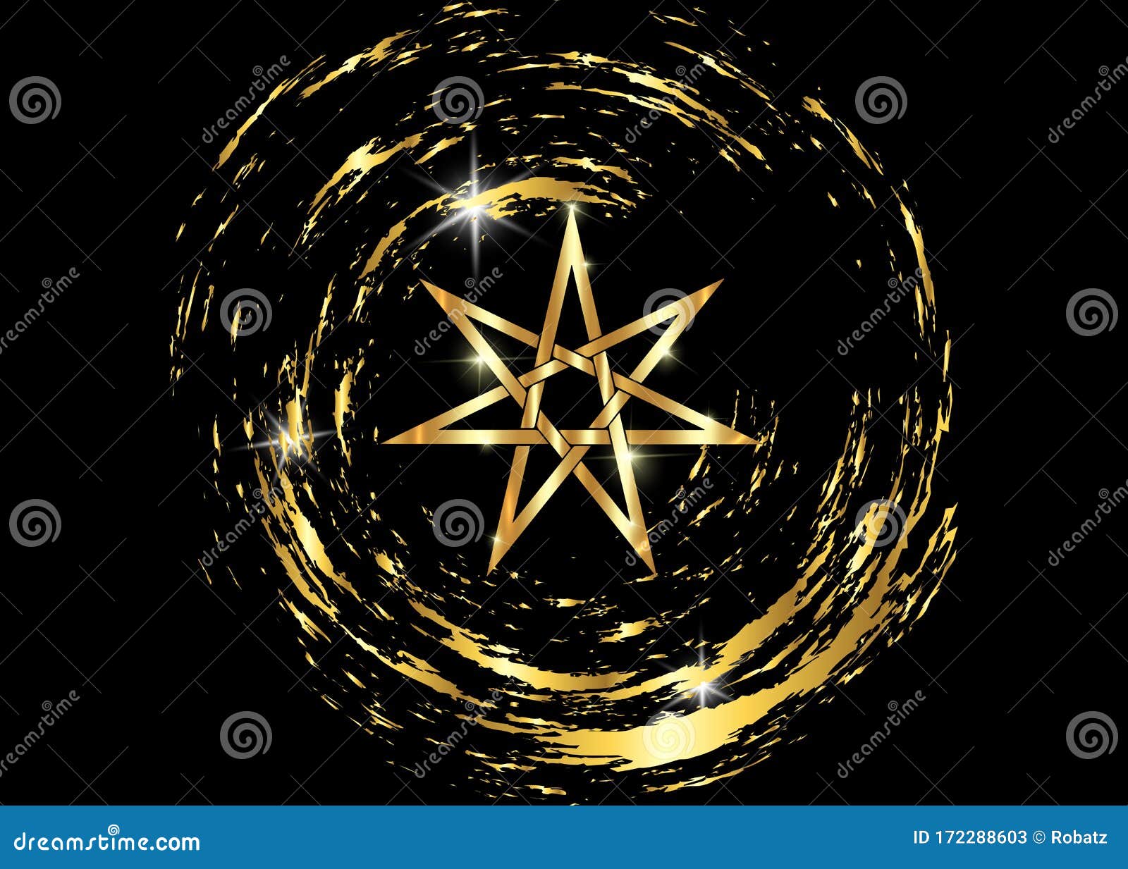 Seven Point Star or Septagram, Known As Heptagram. Gold Elven or Fairy ...