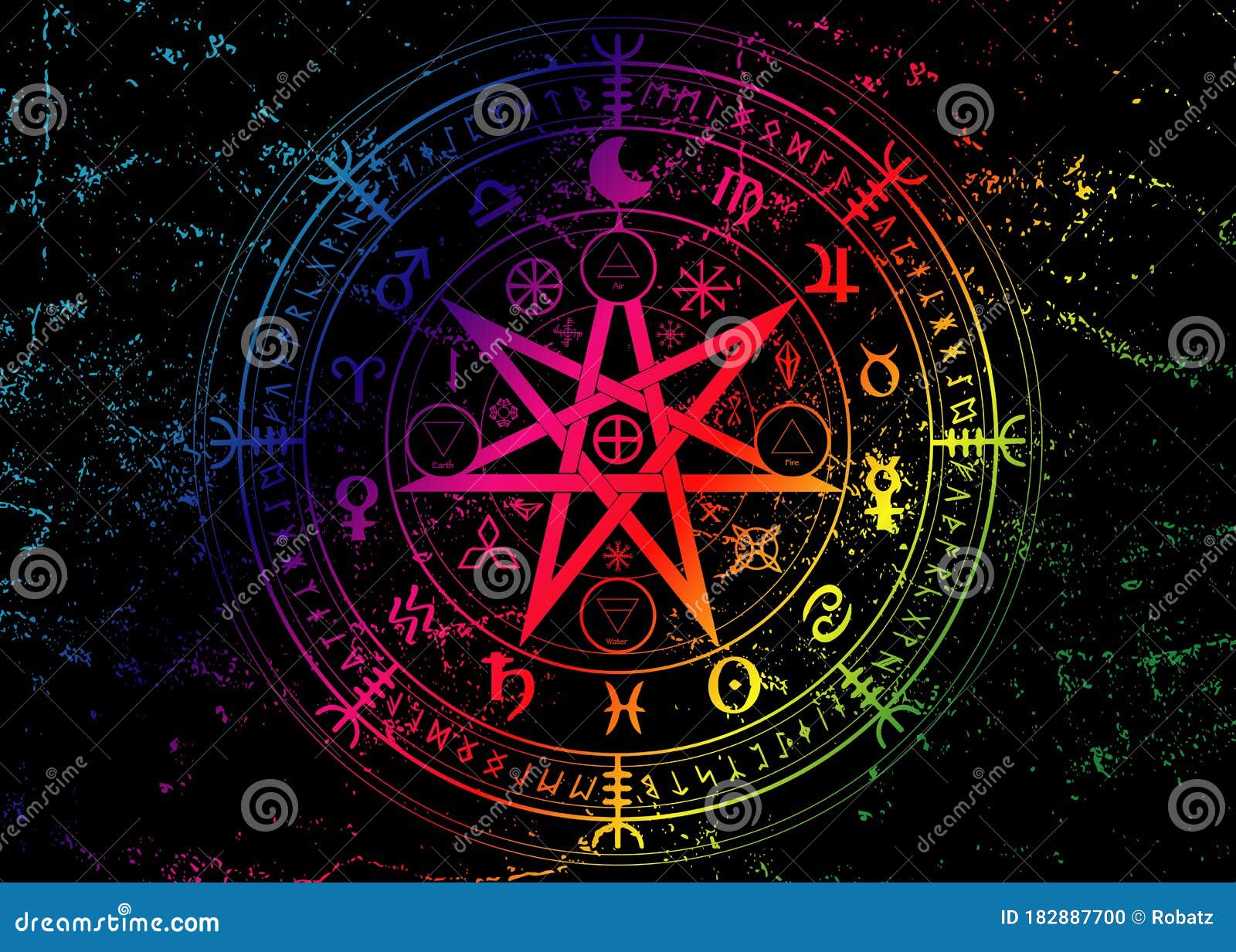 Wiccan Symbol of Protection. Colorful Mandala Witches Runes, Mystic ...