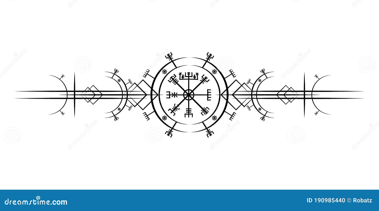 Magic Ancient Viking Art Deco, Vegvisir Magic Navigation Compass ...