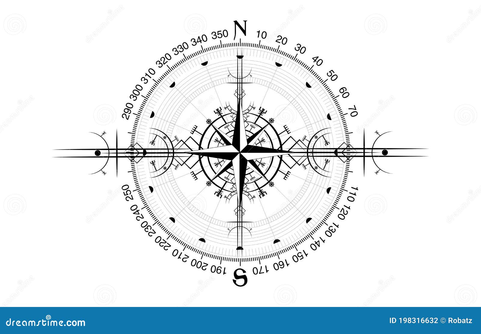 Magic Ancient Viking Art Deco, Wind Rose Magic Navigation Compass ...