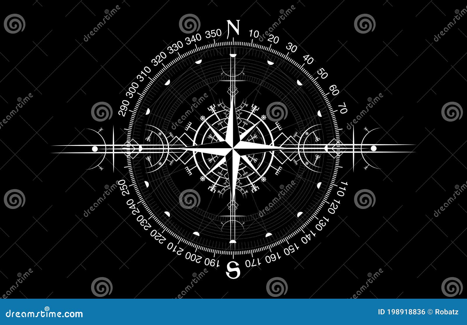 Magic Ancient Viking Art Deco, Wind Rose Magic Navigation Compass ...