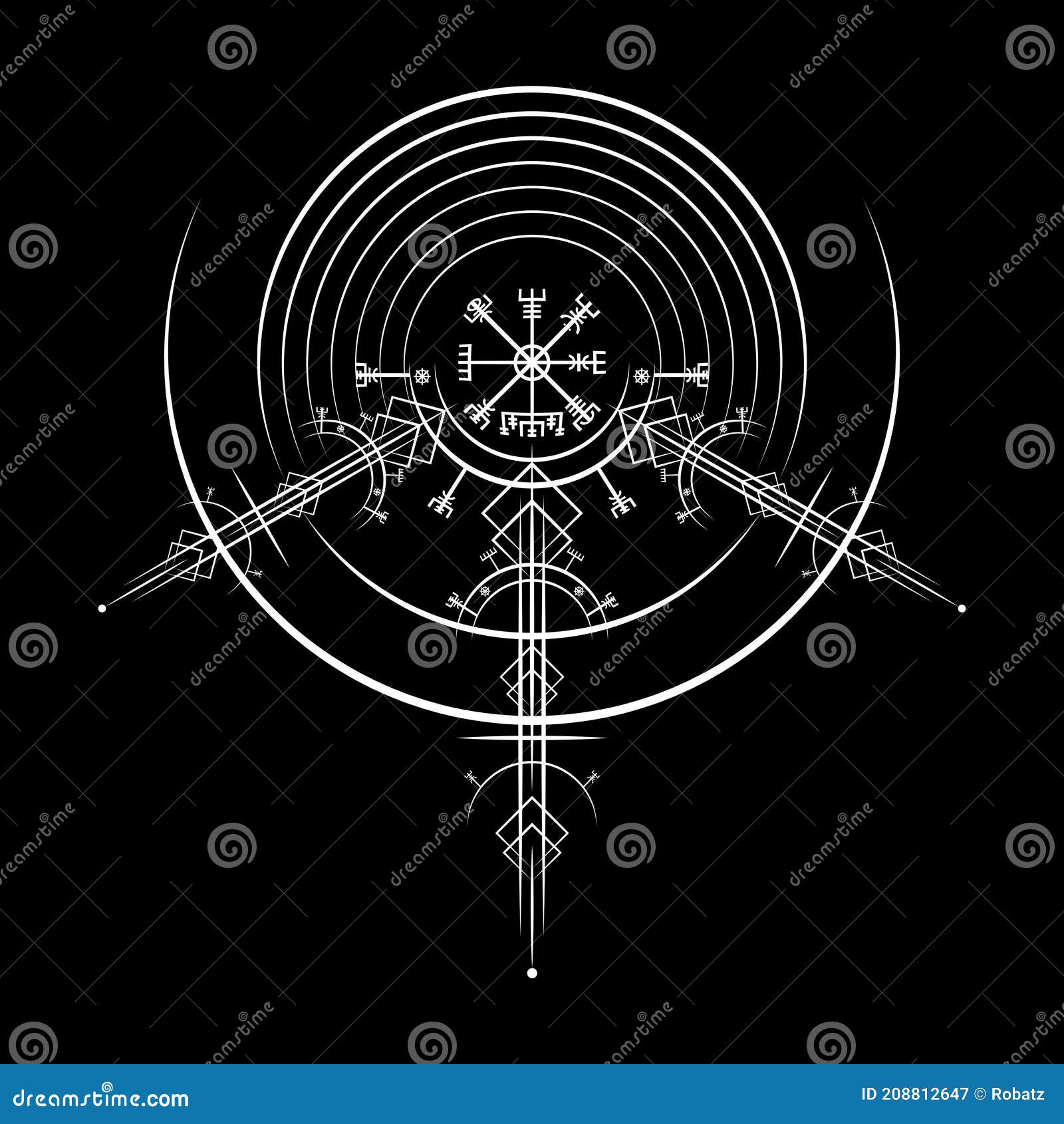 Vegvisir Magic Navigation Compass Ancient. The Vikings Used Many ...