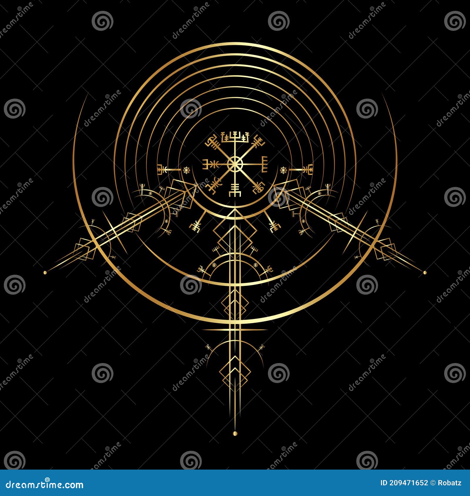 Gold Vegvisir Magic Navigation Compass Ancient. the Vikings Used Many ...