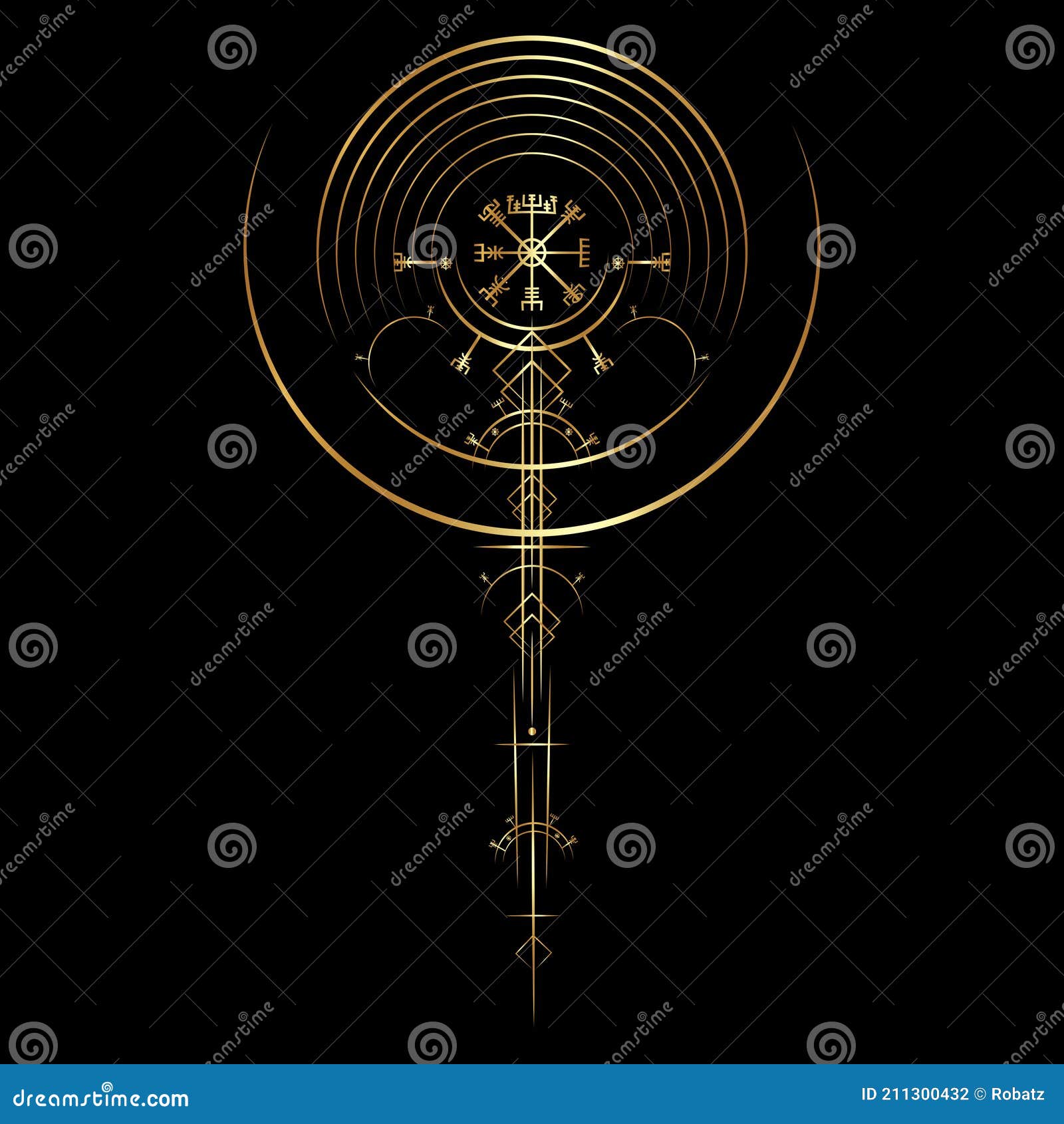 Gold Vegvisir Magic Navigation Compass Ancient. the Vikings Used Many ...