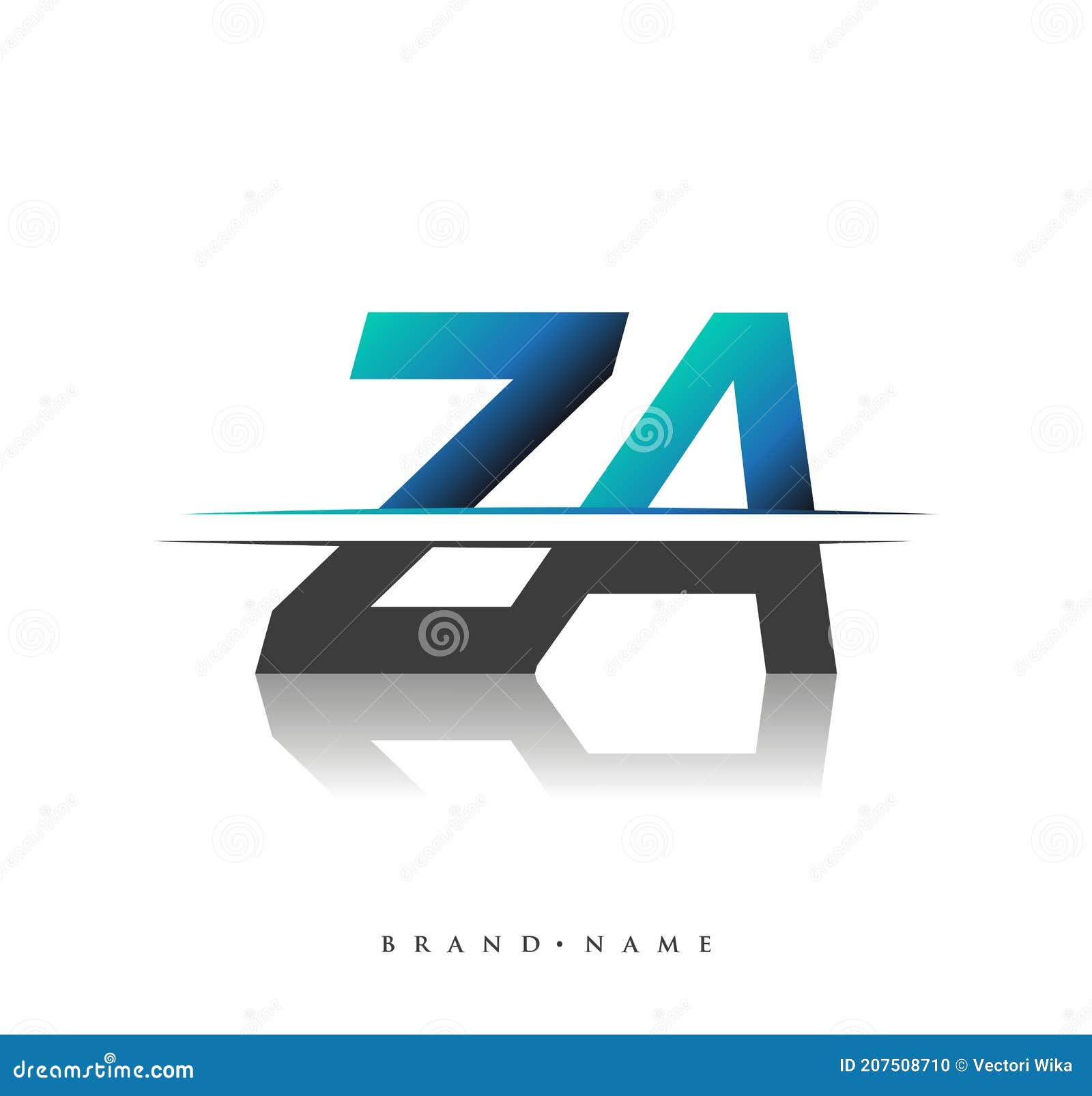 ZA Initial Logo Company Name Colored Black and Blue, Simple and Modern ...