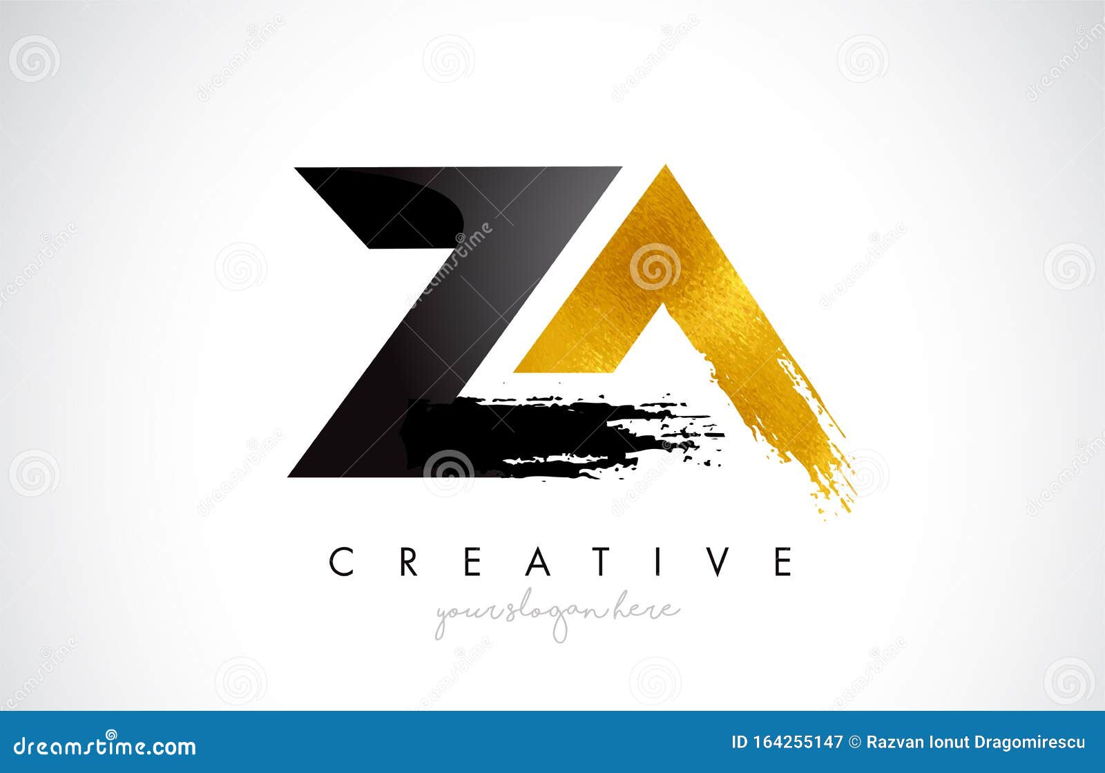 ZA Letter Design with Brush Stroke and Modern 3D Look Stock Vector ...