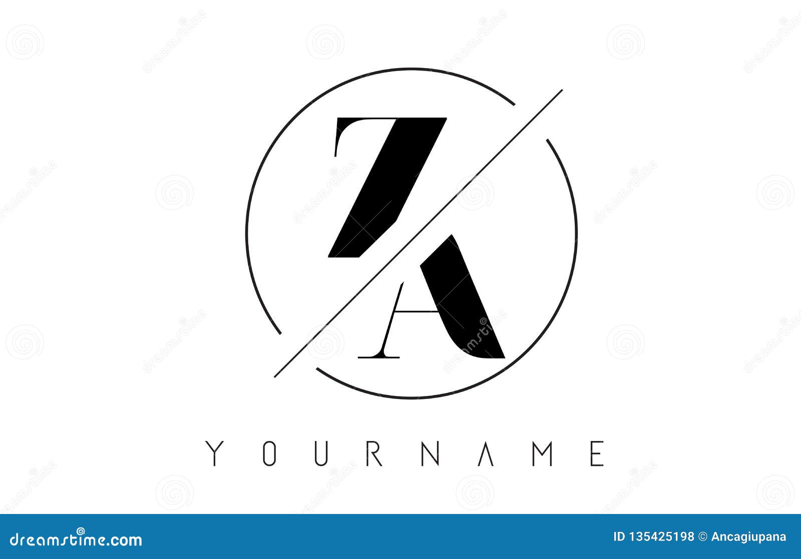 ZA Letter Logo with Cutted and Intersected Design Stock Vector ...