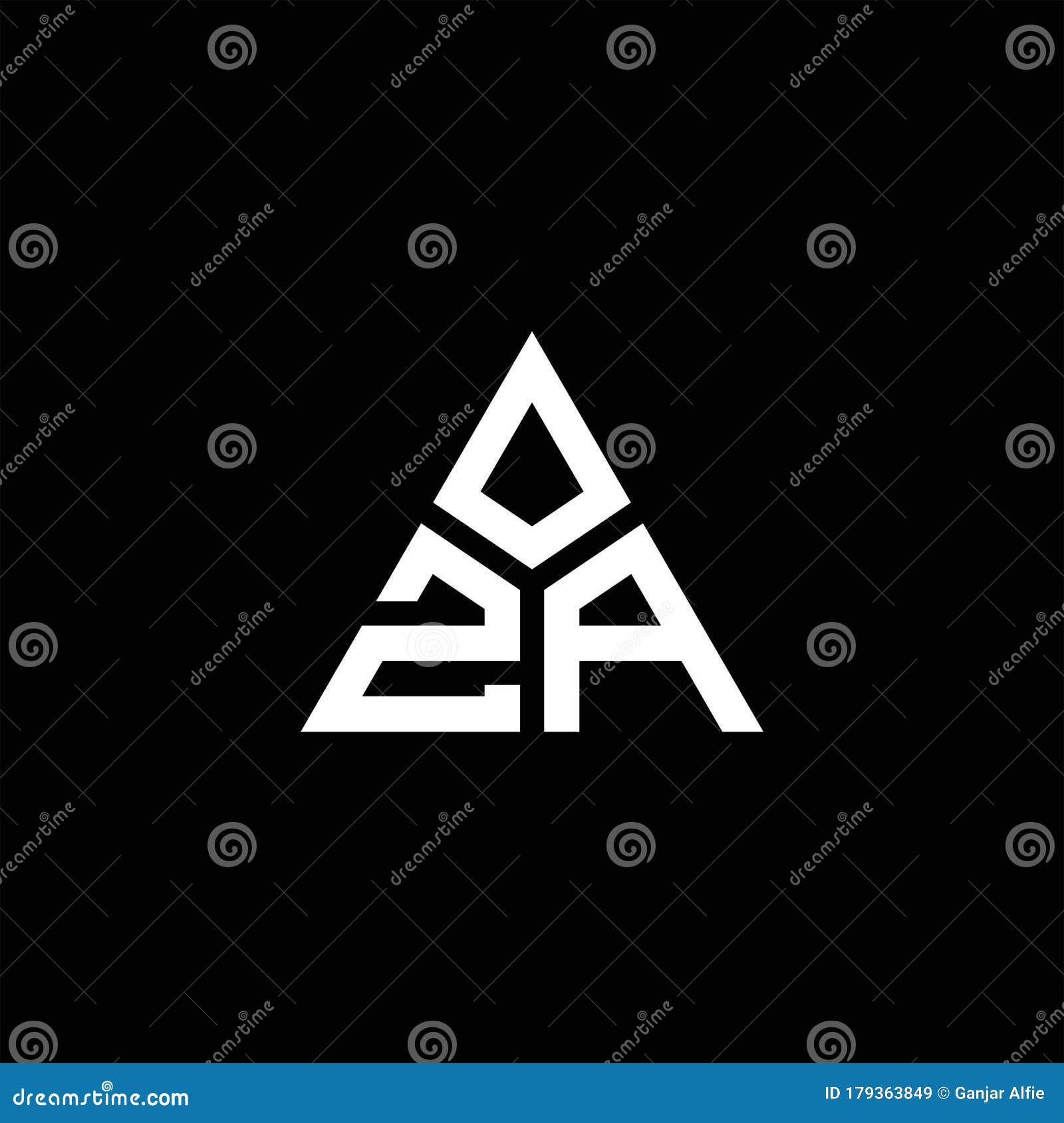 ZA Monogram Logo with 3 Pieces Shape Isolated on Triangle Stock Vector ...